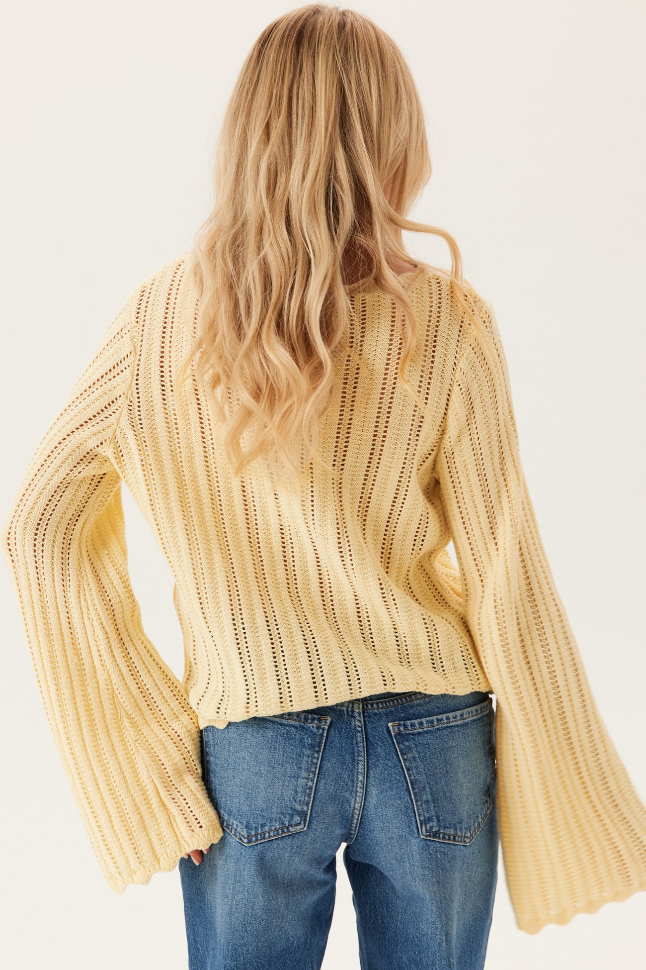 Bubbleroom - BUBBLEROOM - Boat Neck Structure Knitted Sweater Light yellow