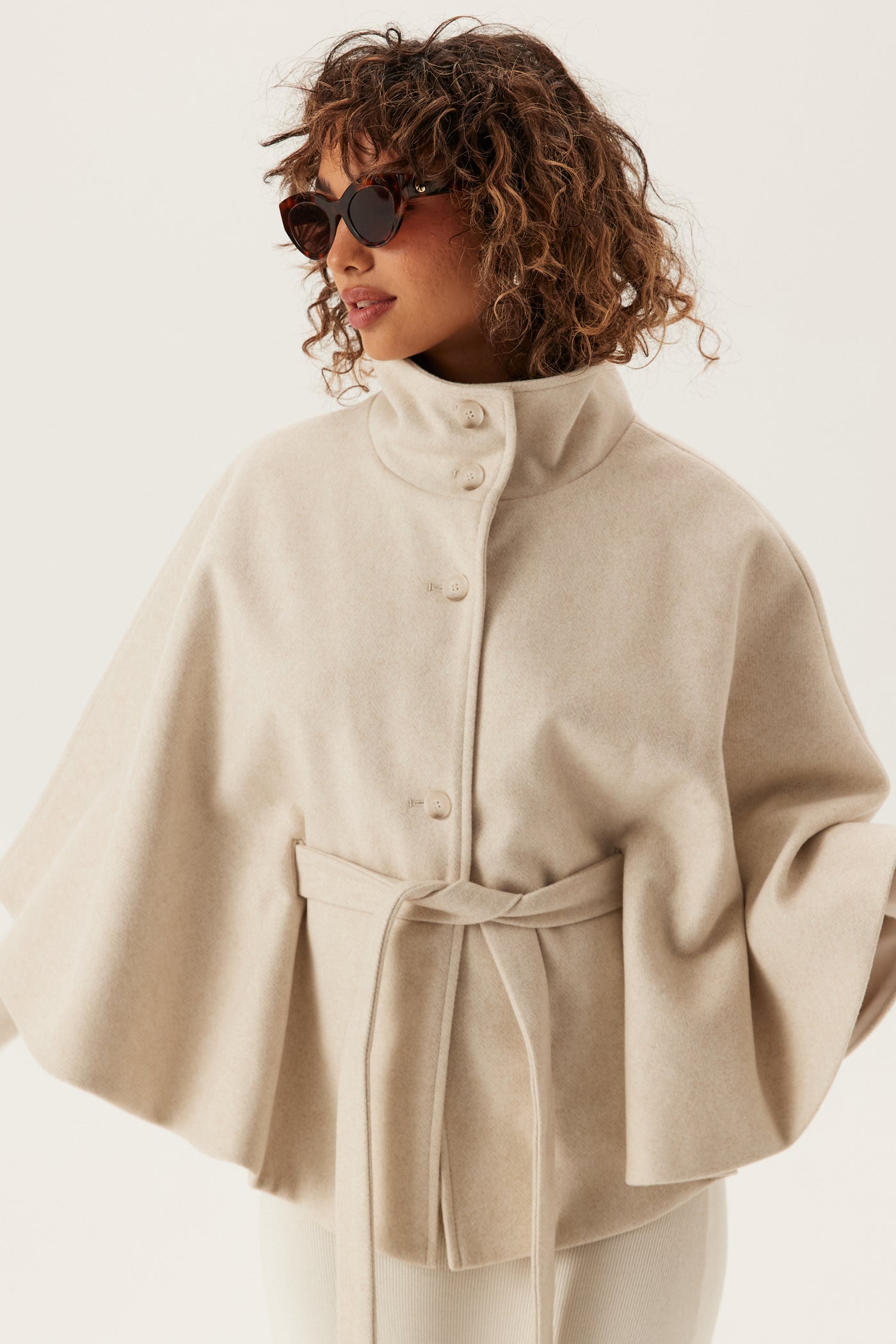 Bubbleroom - BUBBLEROOM - High Collar Cape Light beige