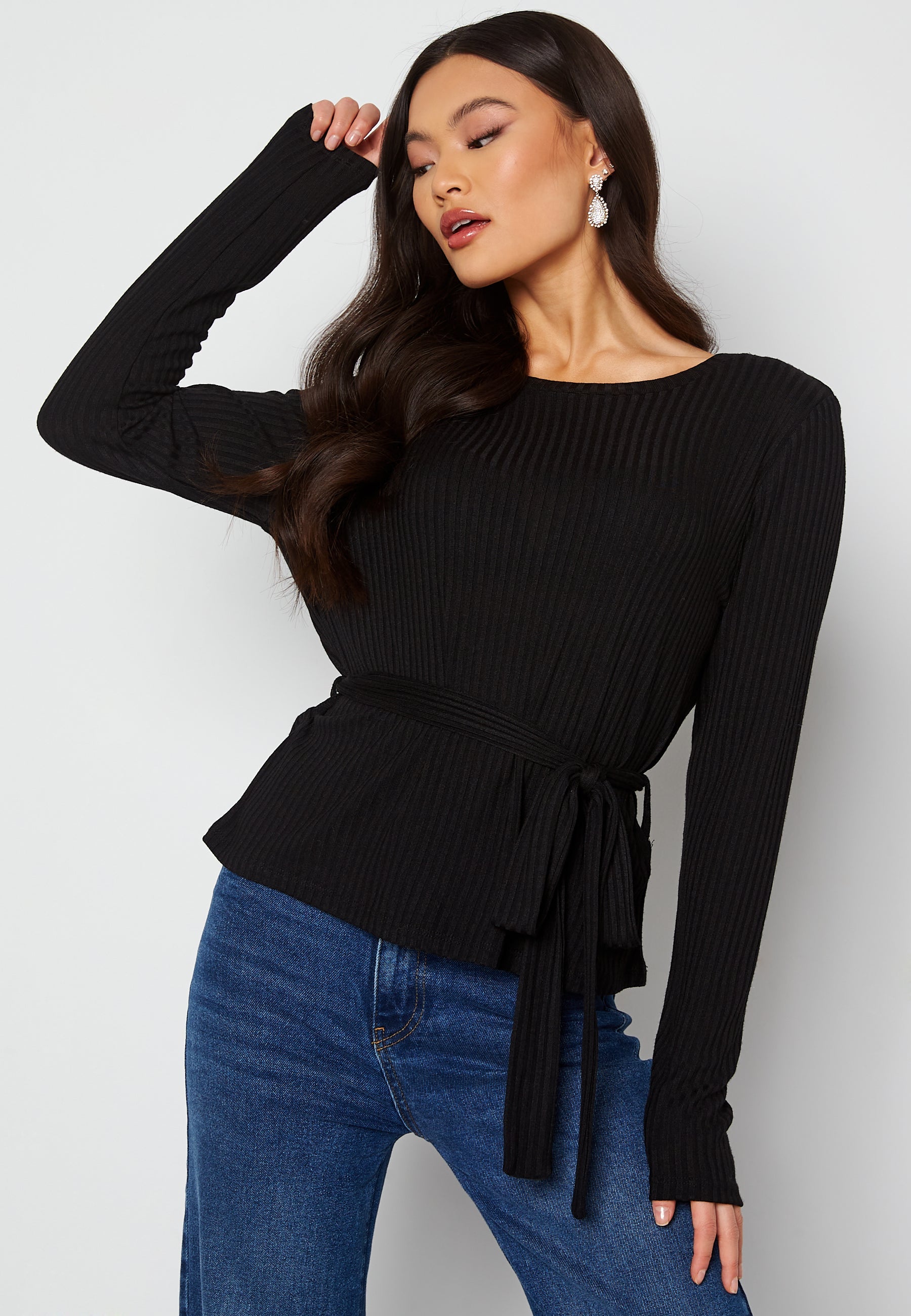 Bubbleroom – Isla fine knitted top – + SIZES – Black
