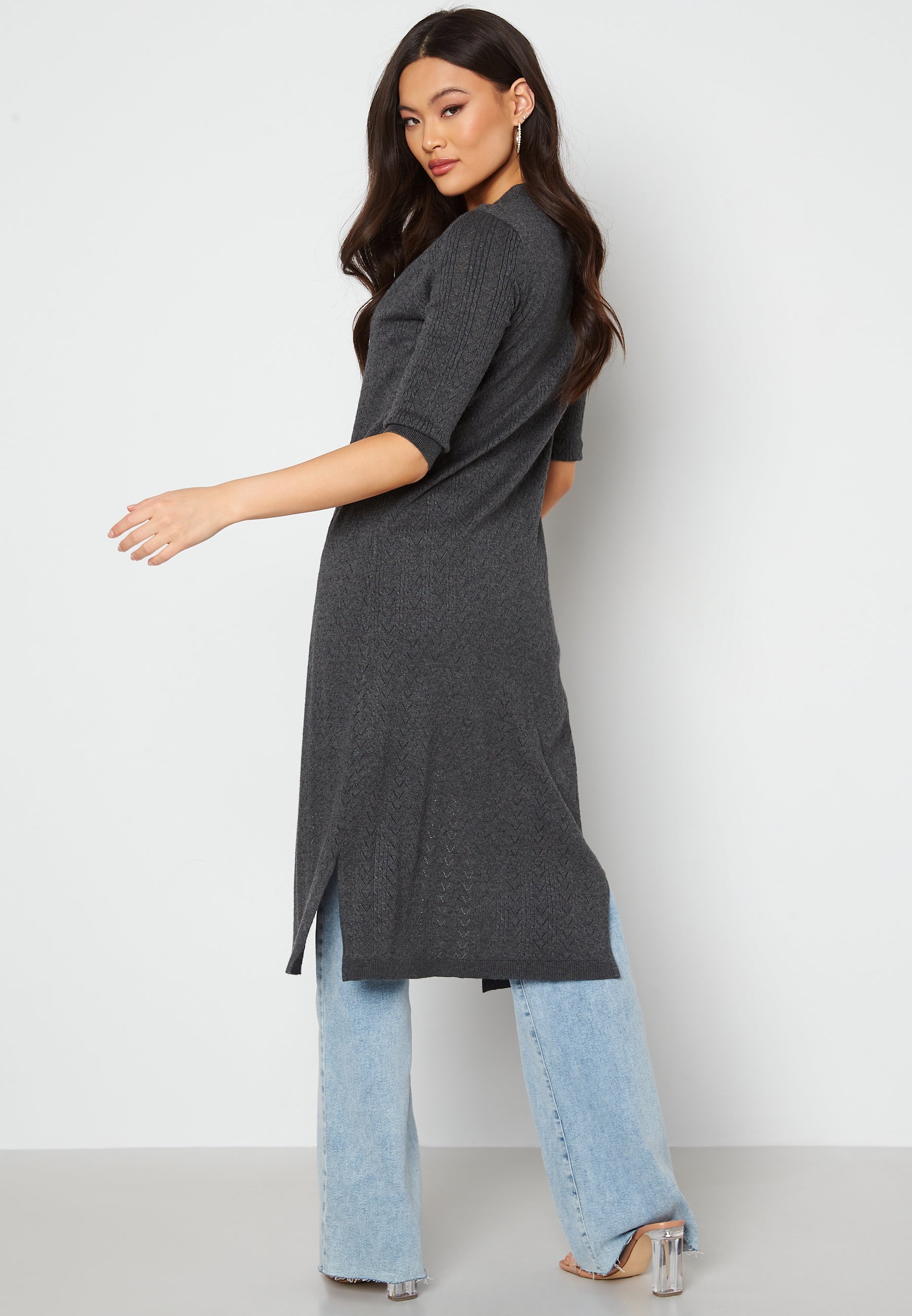 Happy holly – Natacha fine knitted cardigan – + SIZES – Grey