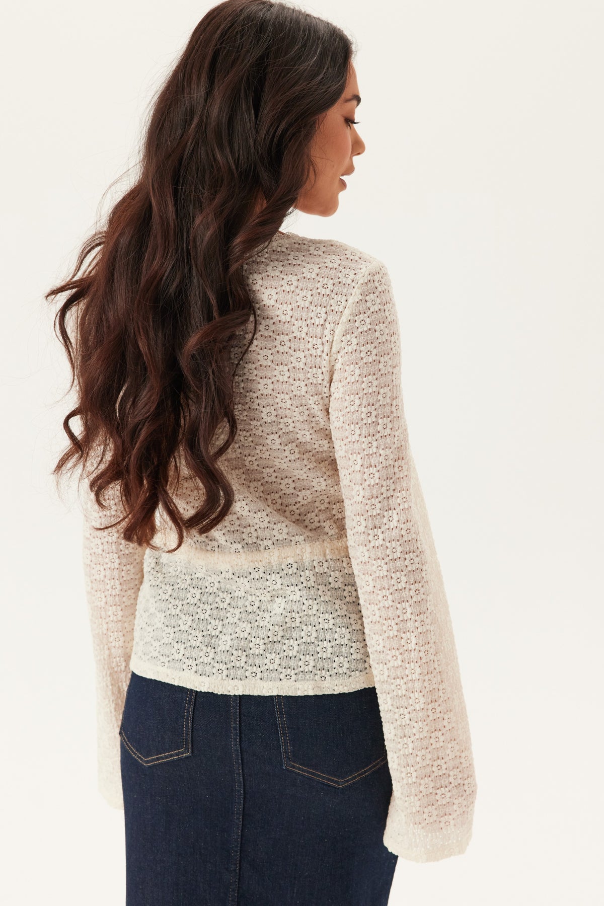Happy holly - Happy Holly - Peplum Lace Cardigan Offwhite