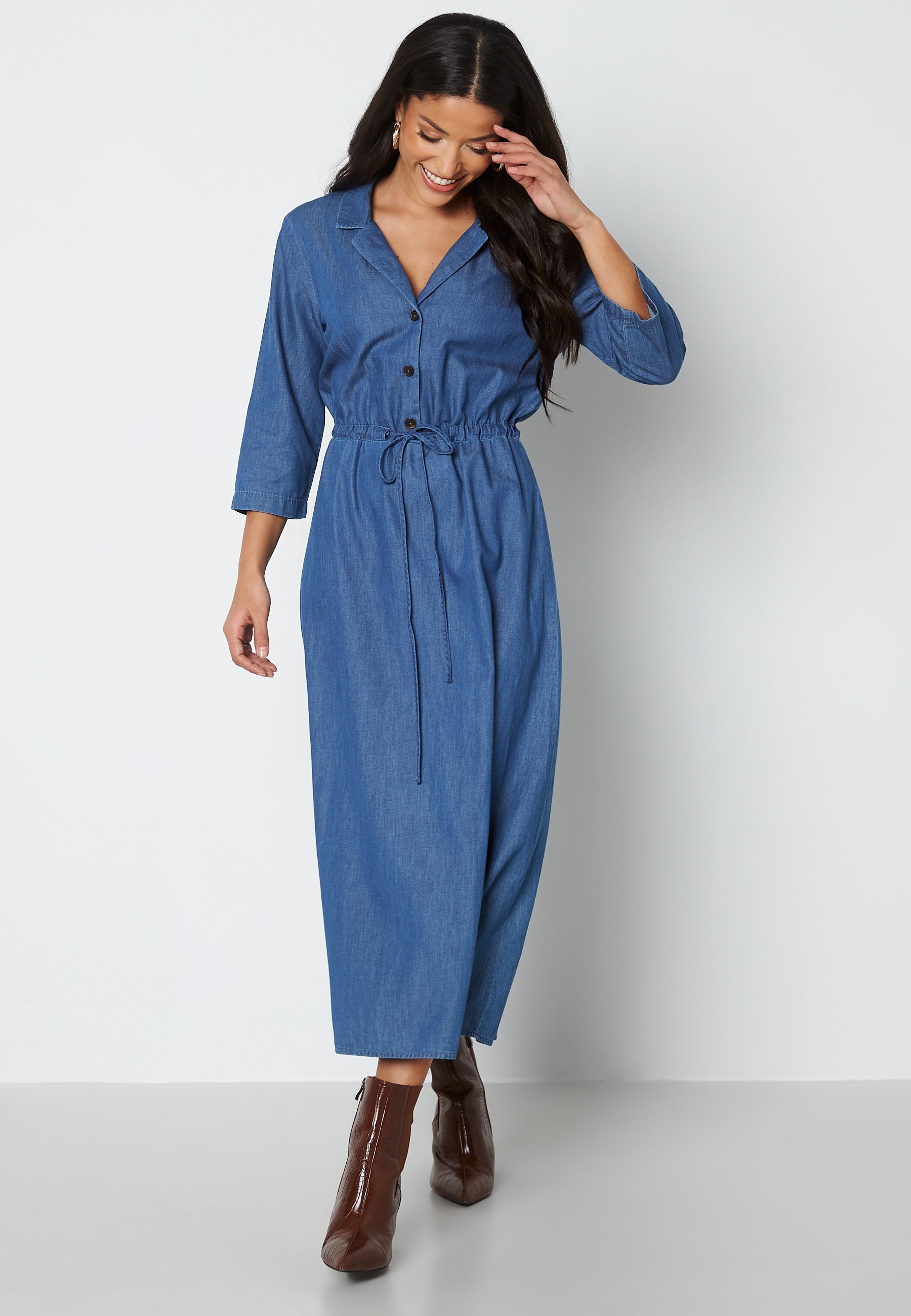 Jdy – Esran 3/4 Mid Calf Dress – Dresses – Blue