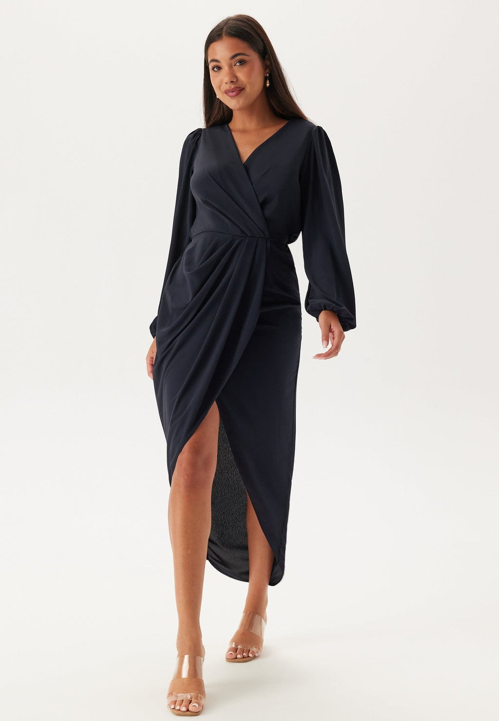 John zack – Balloon Sleeve Wrap Front Maxi Dress – Bridesmaid dresses ...