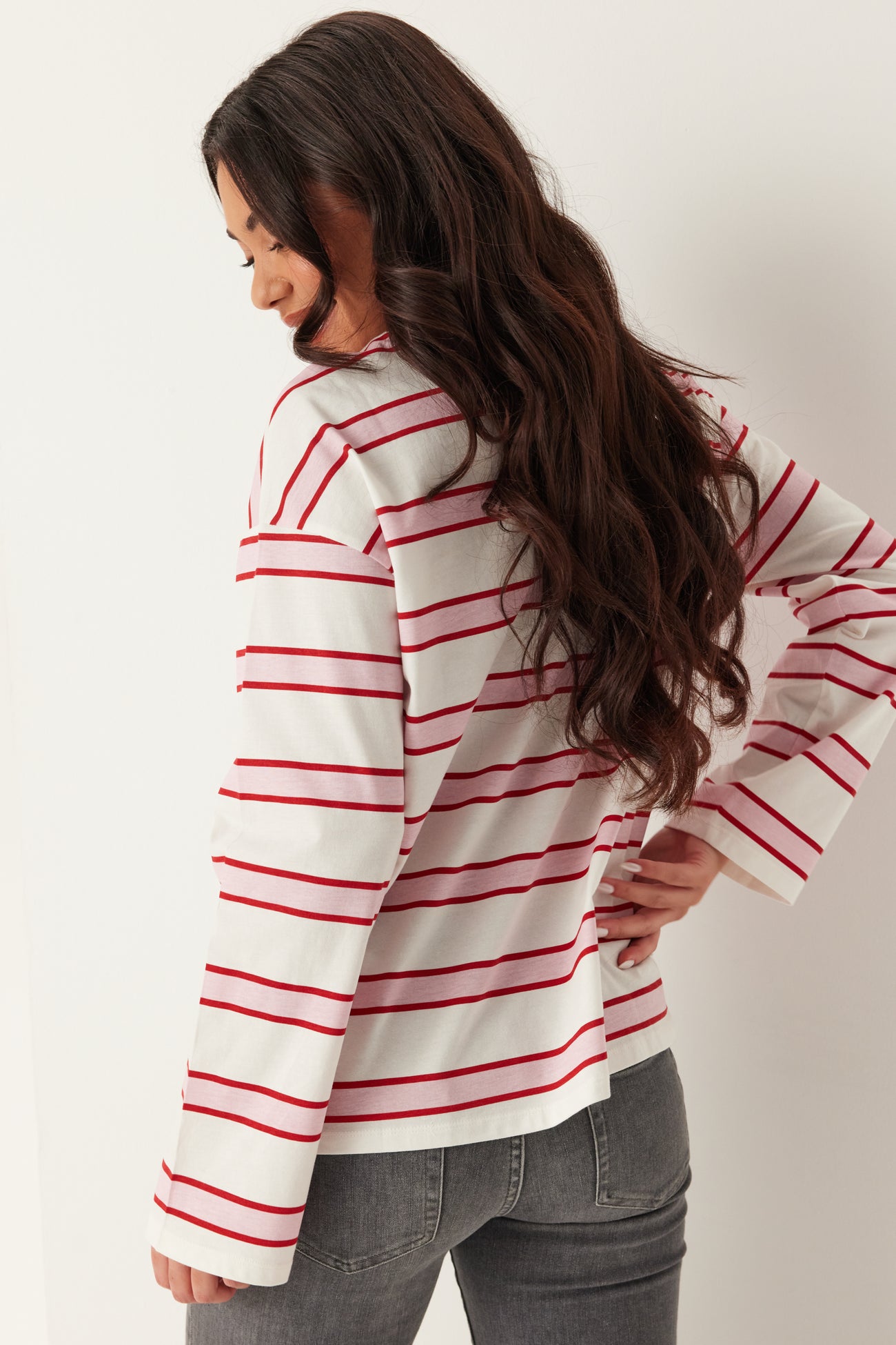 Pieces - Pieces - Pcmila Ls Loose Tee Jrs Roseate Spoonbill Stripes ...
