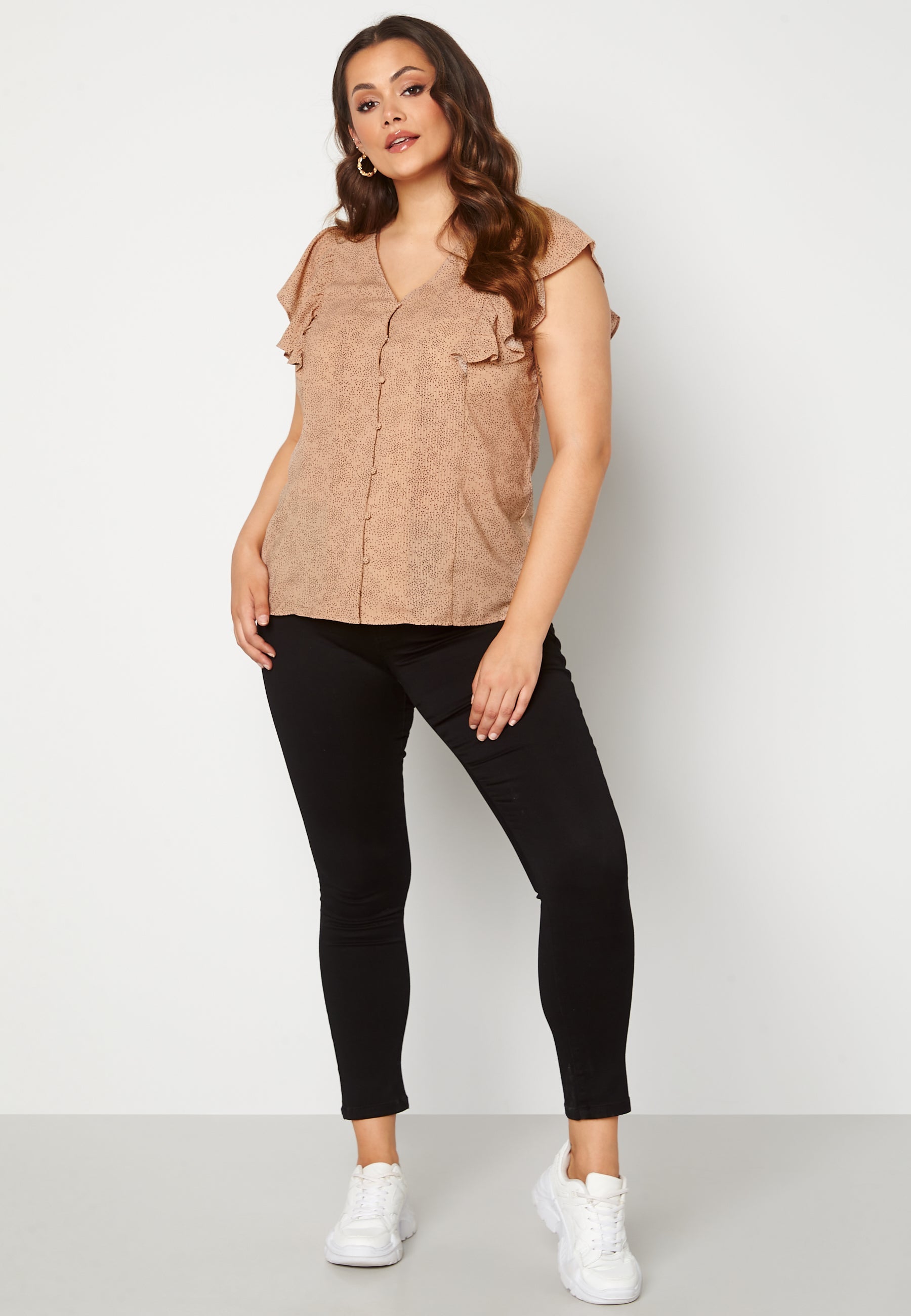 Bubbleroom – Hooda SS Top – + SIZES – Beige