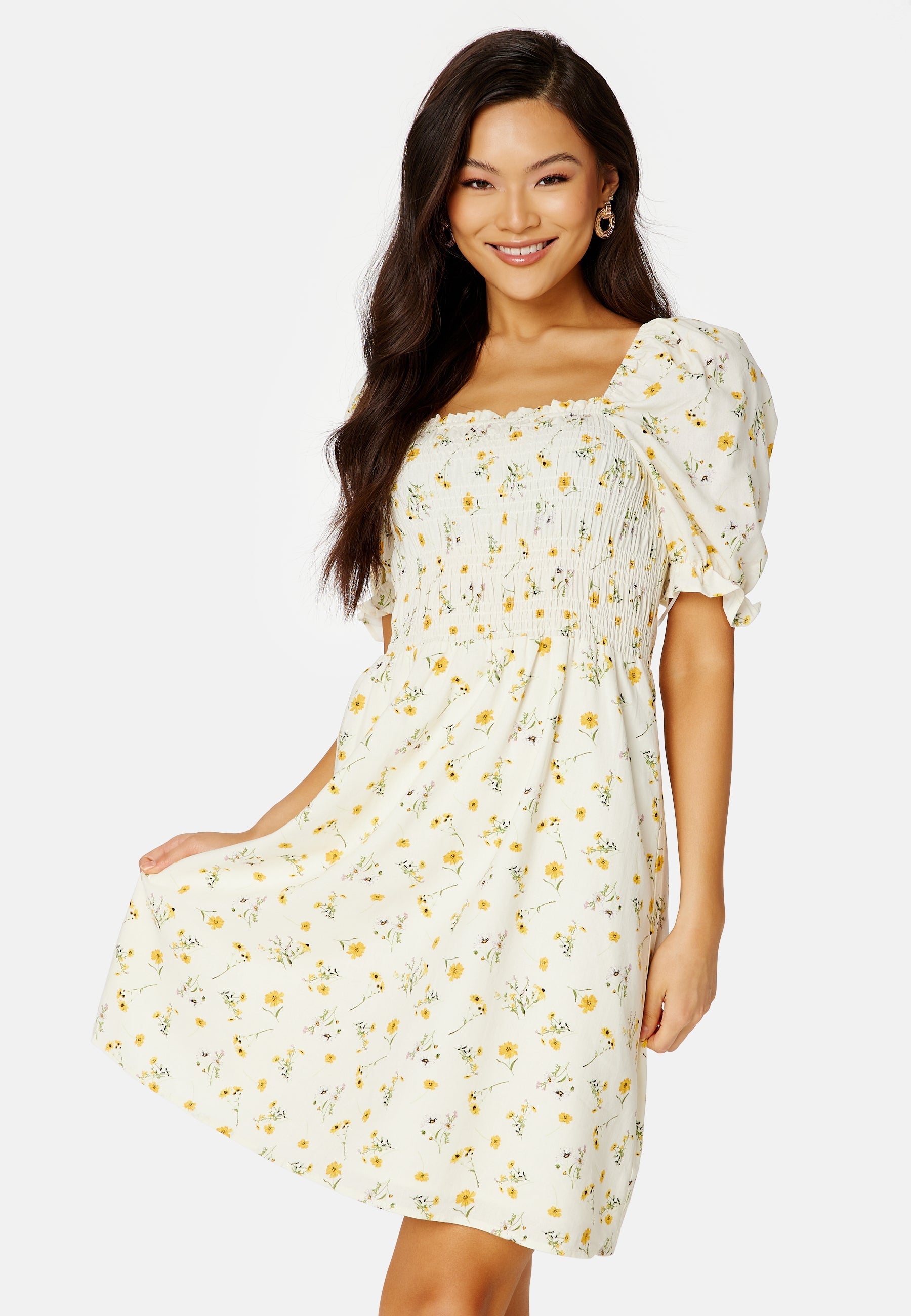 Vila – Mativa Ryta SS Smock Dress – campaign-outlet – White / Floral